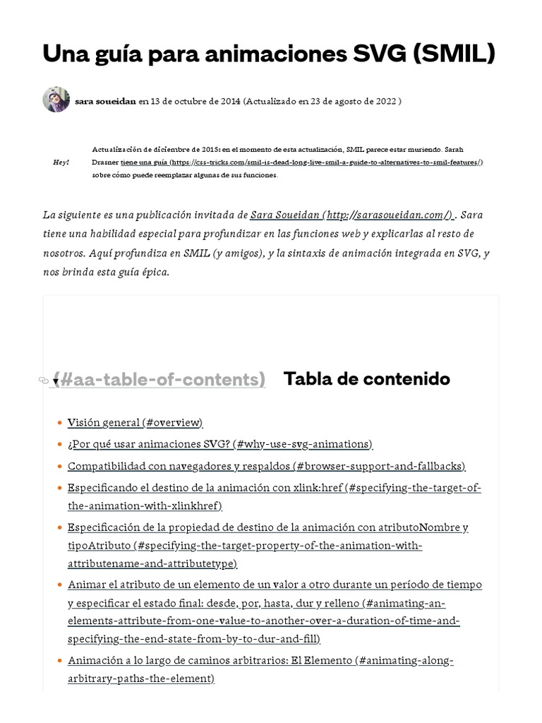Una Guía para Animaciones SVG (SMIL) - Trucos CSS - Trucos CSS | PDF | Animación