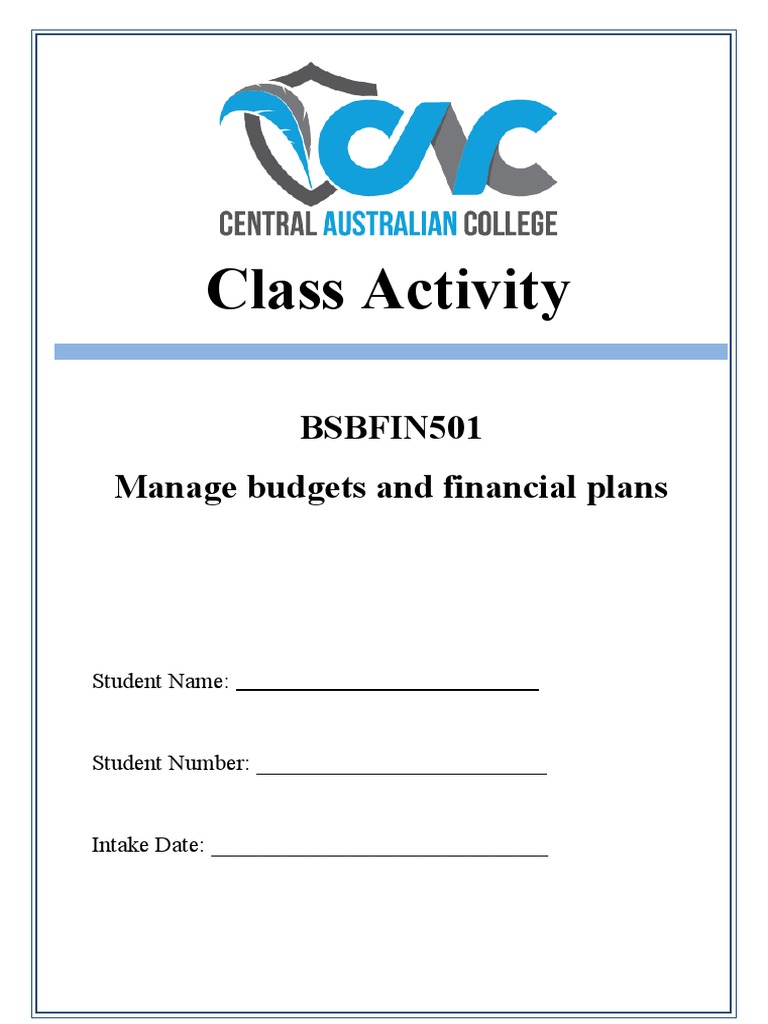 BSBFIN501 - CAC Class Activities | PDF | Taxes | Financial Plan