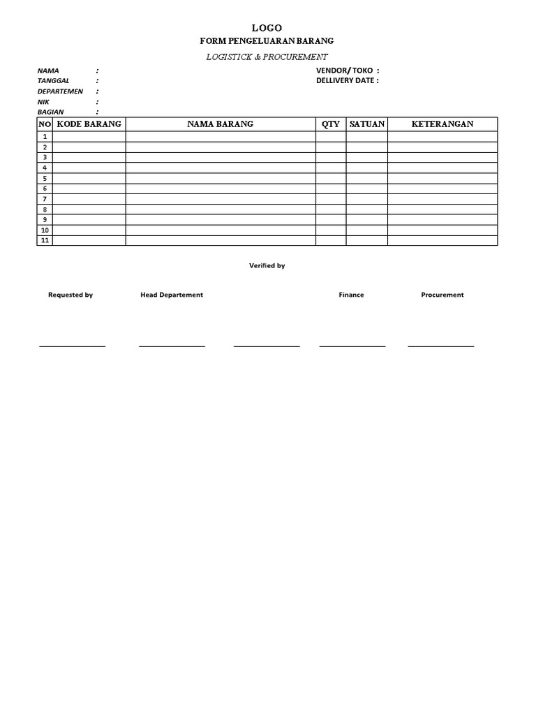 Form Pengeluaran Barang | PDF