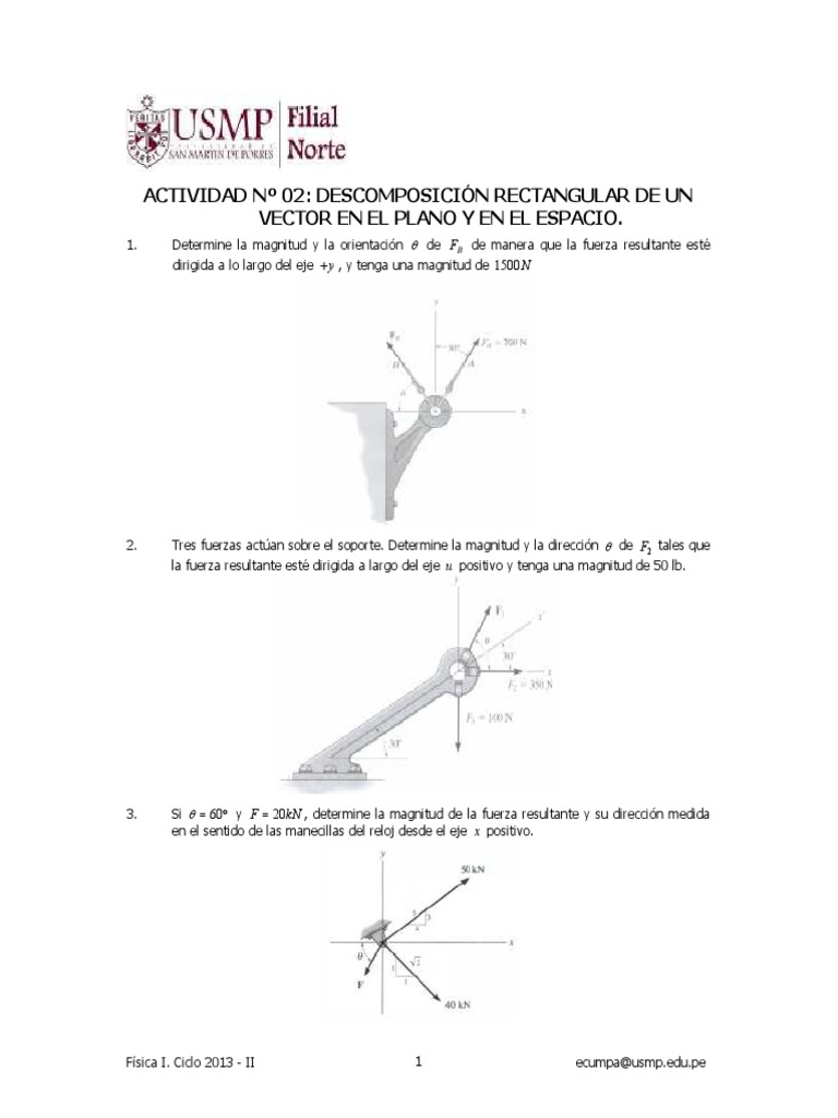 Actividad #02. Descomposición Rectangular de Un Vector en El Plano y en El Espacio. Física I ...