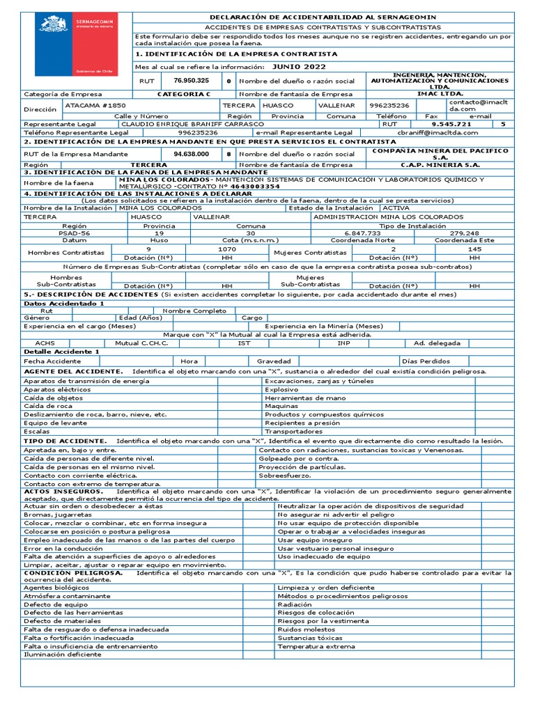 Formulario E-200 4643003354 JUNIO2022 - MLC | PDF | Minería | Ciencias fisicas