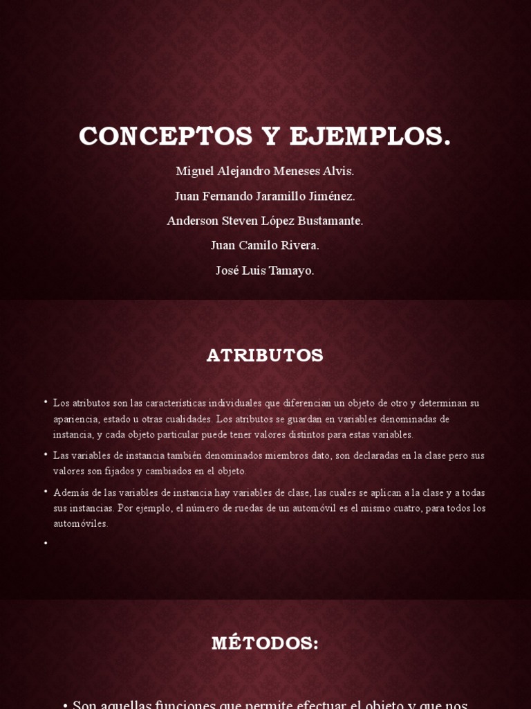 Conceptos y Ejemplos de Metodos y Atributos de Programacion Orientada A Obejtos | PDF