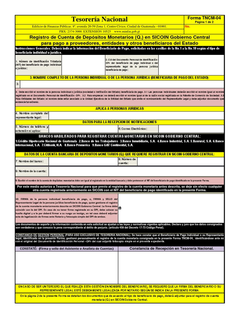 Formulario Asociacion de Cuentas Minfin-2022 | PDF | Bancos ...