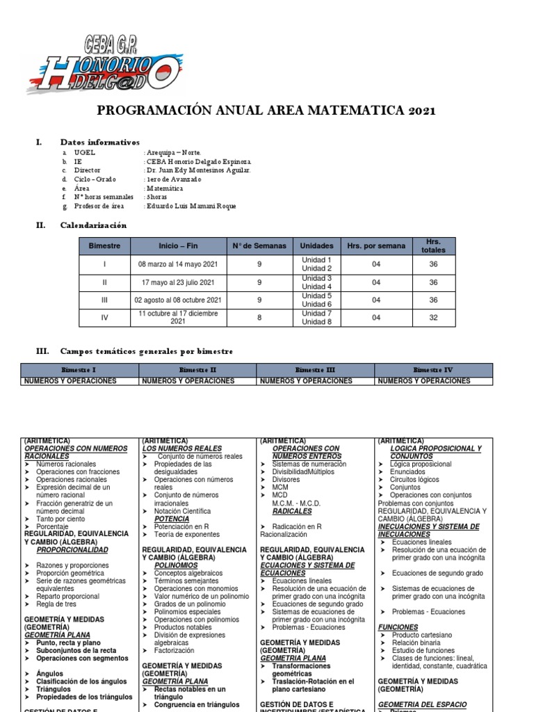 Programaciones 1 Avz | PDF | Ecuaciones | Exponenciación