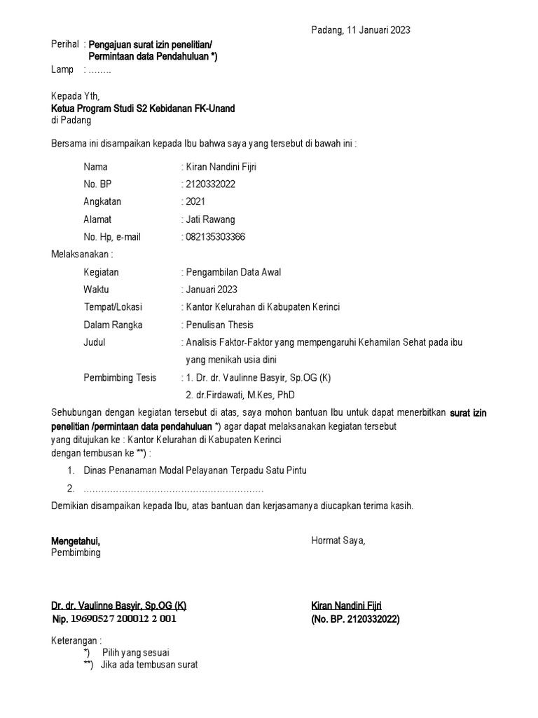 Format Surat Permohonan Izin Penelitian - Permintaan Data Awal ...