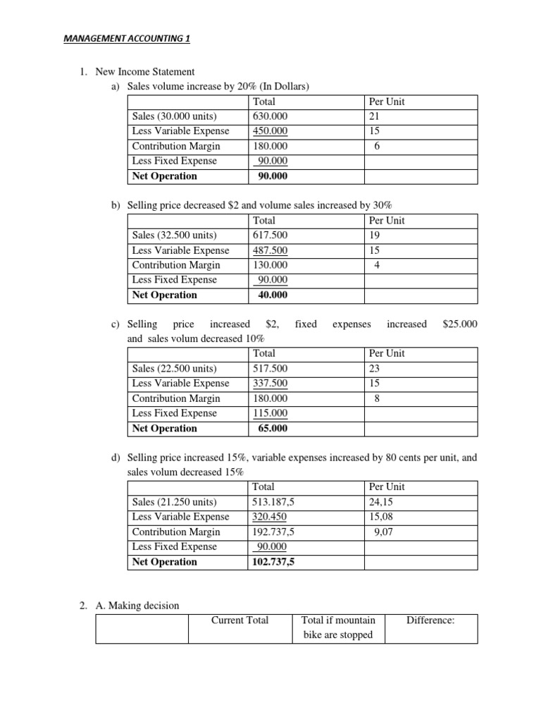 Management Accounting Analysis and Decisions | PDF | Management ...