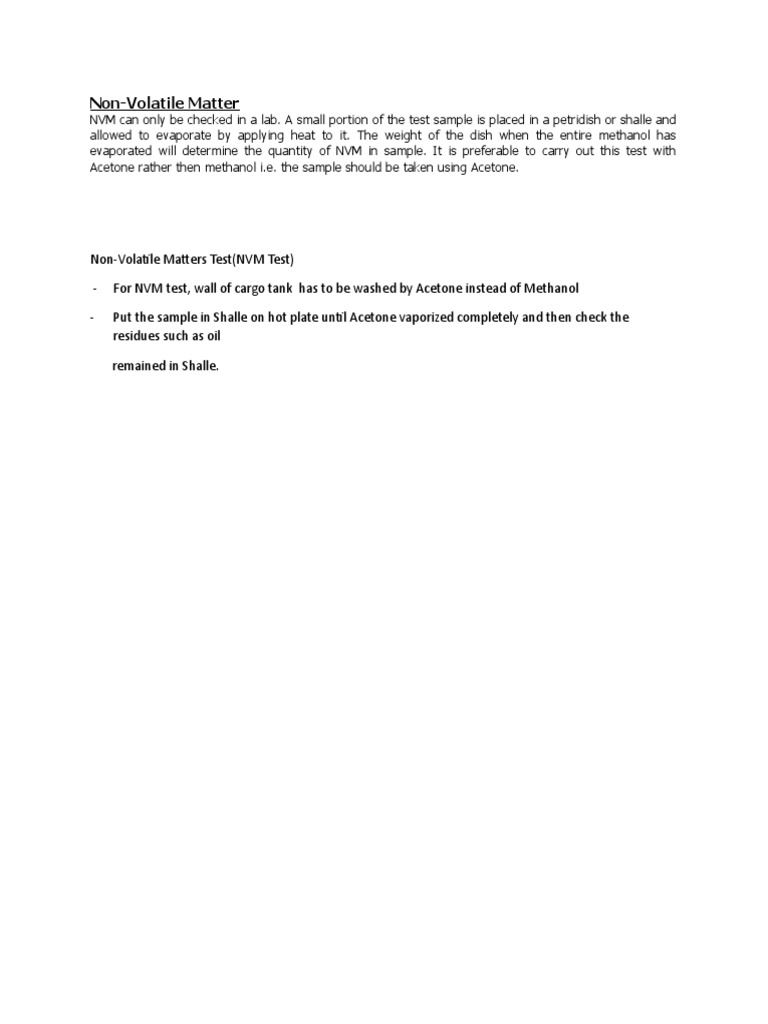 Non-Volatile Matter Testing Procedure | PDF