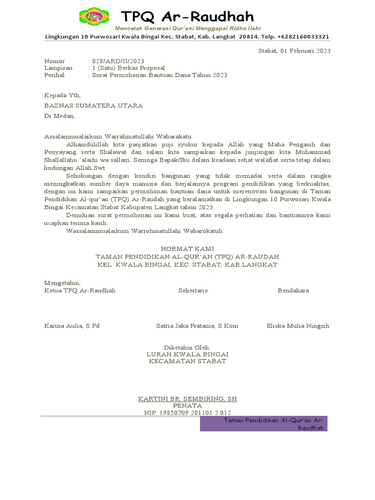 Surat Permohonan Renovasi Bangunan | PDF