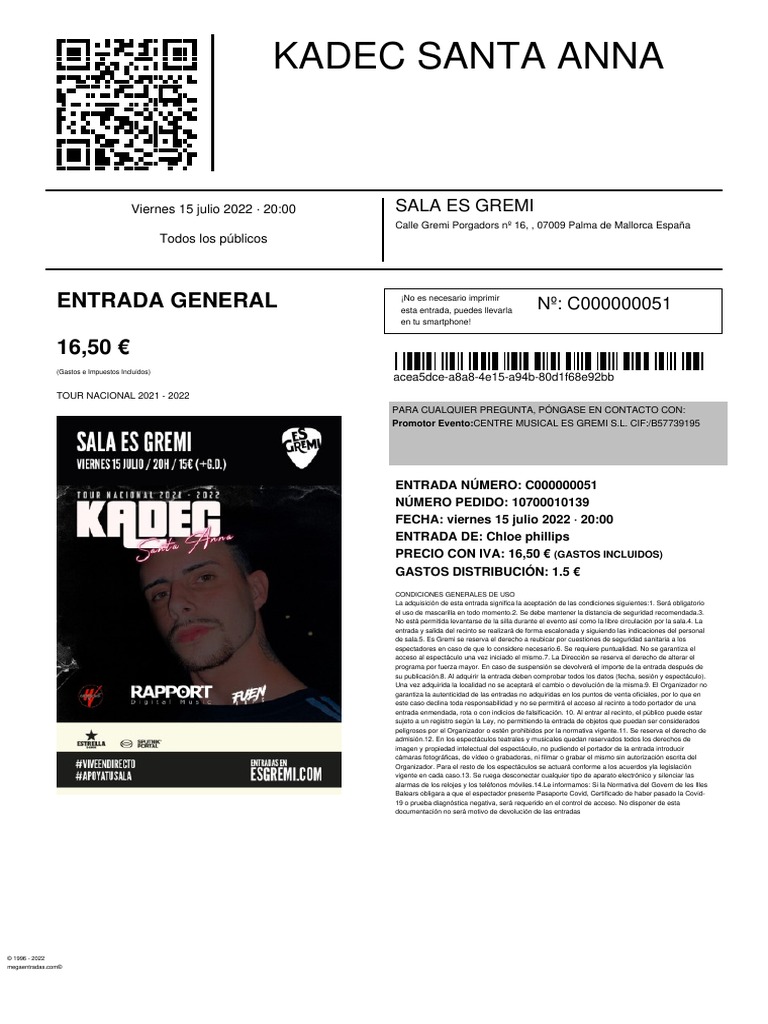 Kadec Santa Anna: Entrada General 16,50 | PDF