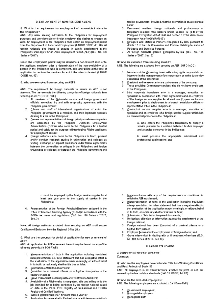 Employment of Non Resident Aliens | PDF | Overtime | Employment