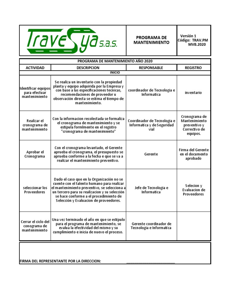 Formatos para El Programa de Mantenimiento | PDF | Estilos de ...