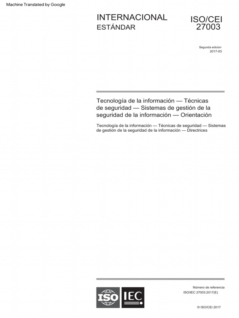 Iso Iec 27003-2017 | PDF | Organización internacional para la ...