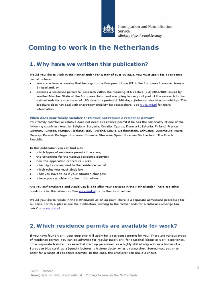 Brochure - Coming To Work in The Netherlands (2022) | PDF | Employment ...