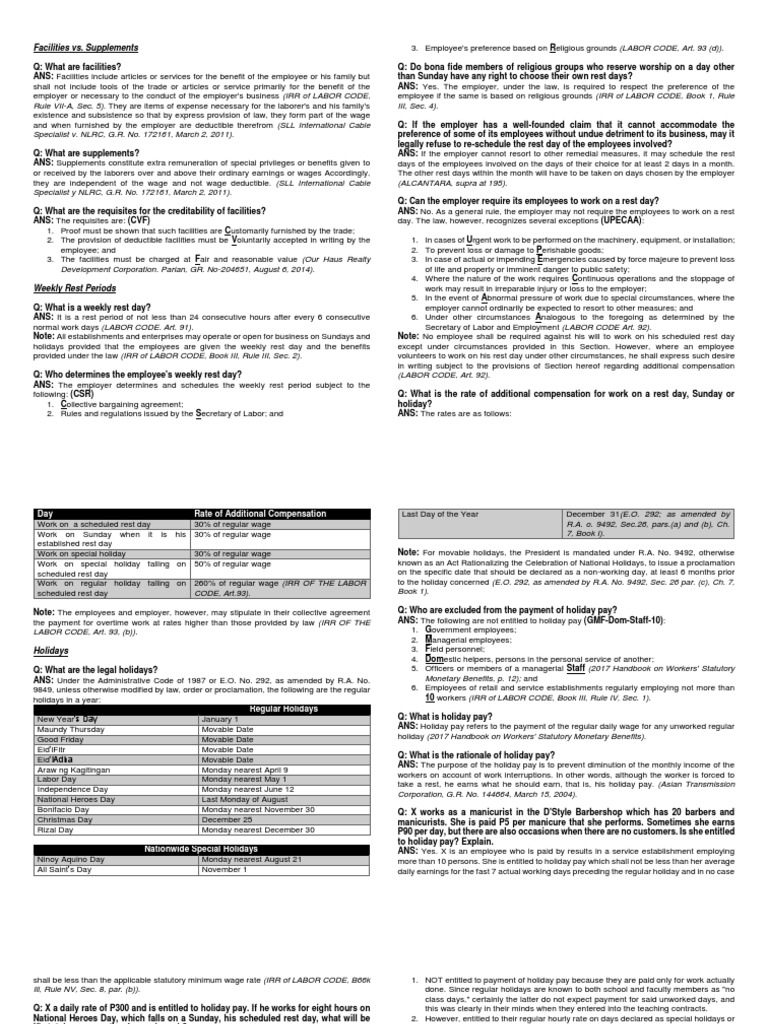 Facilities vs. Supplements | PDF | Cost Of Living | Employment