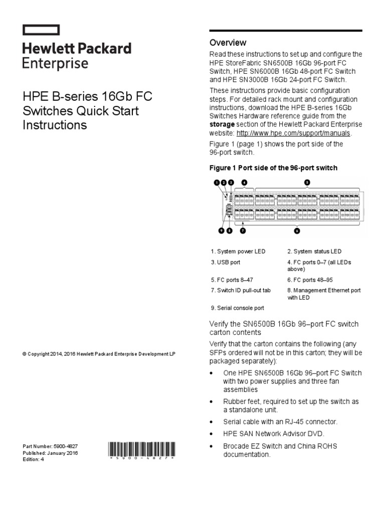 HPE - c03025601 - HPE B-Series 16Gb FC Switches Quick Start Instructions | PDF | Ip Address ...