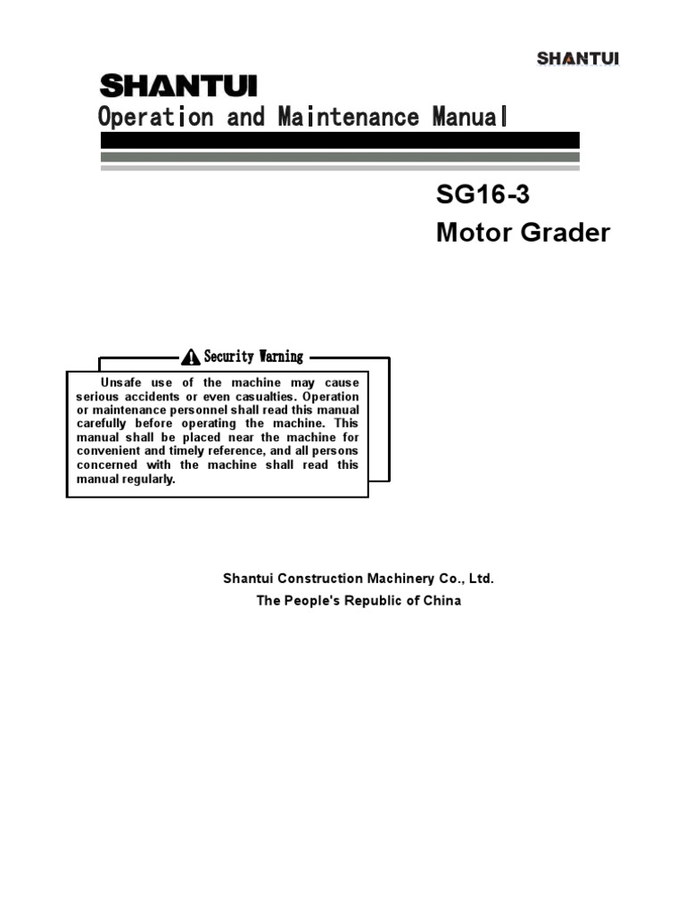 SG16-3 Operation Manual | PDF | Axle | Brake