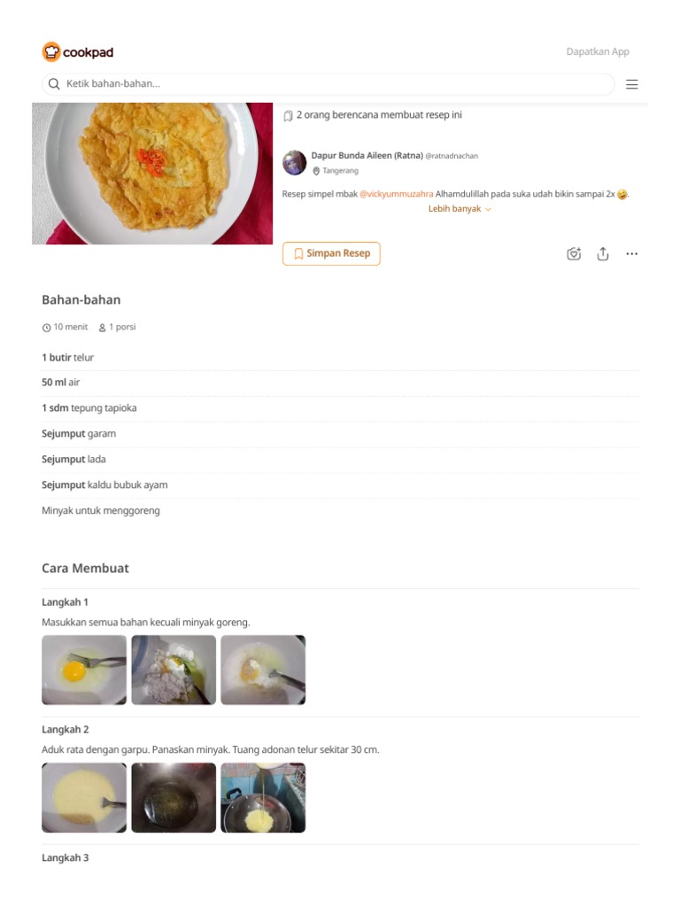 Resep Telur Dadar Crispy | PDF