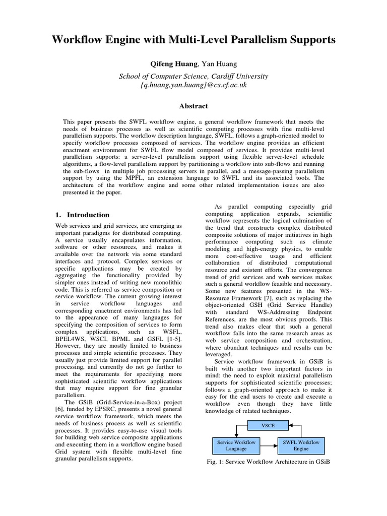 Workflow Engine With Multi Level Parallelism Supports Pdf Parallel Computing Message