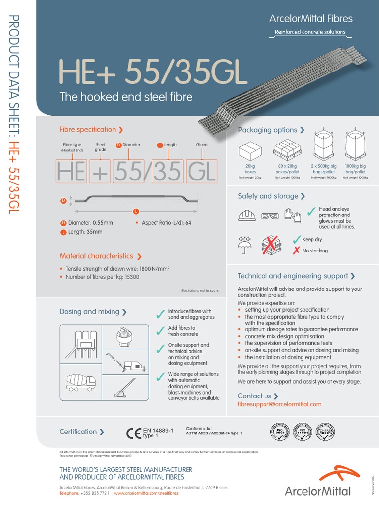 AM Fibres Data Sheet - HEPlus 55 35 GL | PDF | Concrete | Pallet