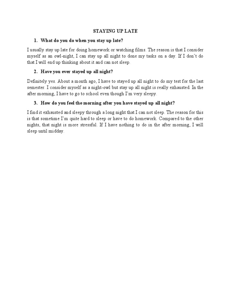 Staying Up Late | PDF