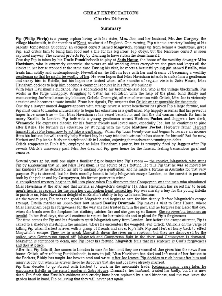 Great Expectation Summary | PDF | Great Expectations | Estella (Great Expectations)