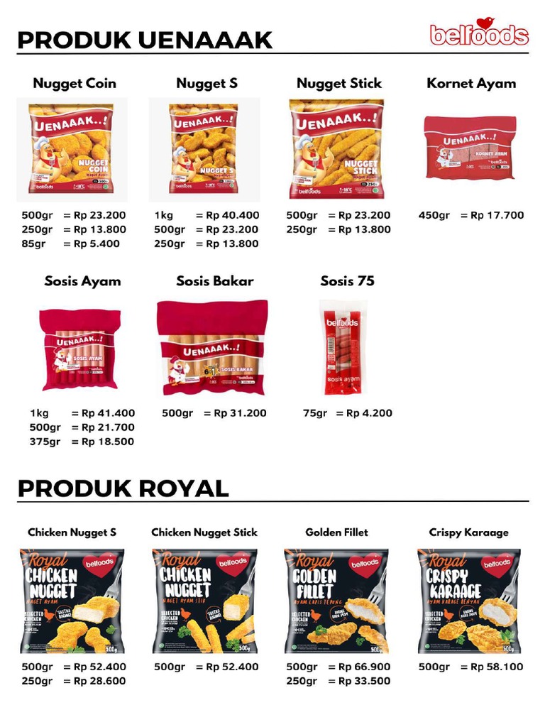 Pricelist Belfoods | PDF