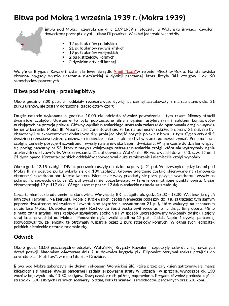 Bitwa Pod Mokrą | PDF