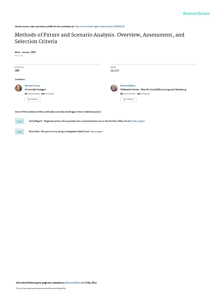 Methods of Future and Scenario Analysis | PDF | Scenario Planning ...