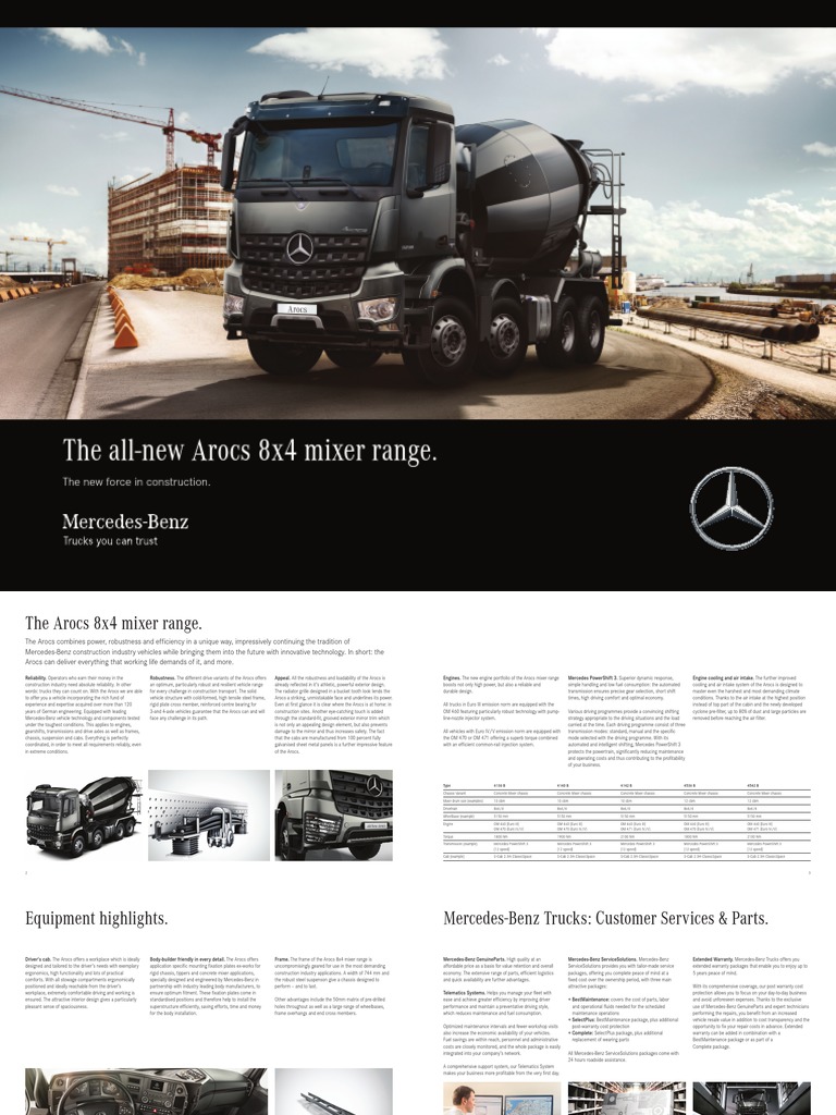 The All New Arocs 8x4 Mixer Range | PDF | Truck | Axle