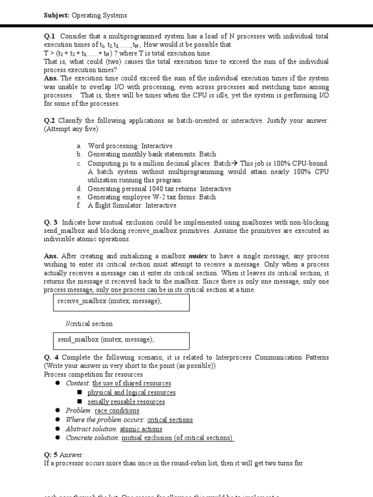 Sessional 1 Ans | PDF | Operating System Technology | System Software
