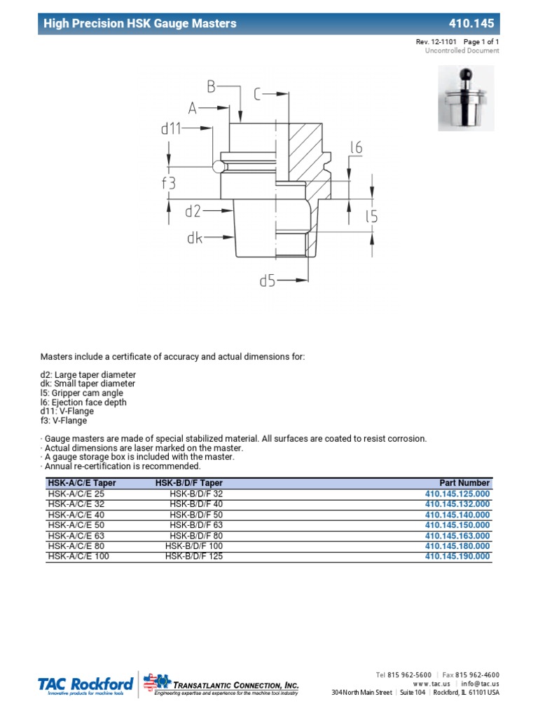 High Precision HSK Gauge Masters Overview | PDF