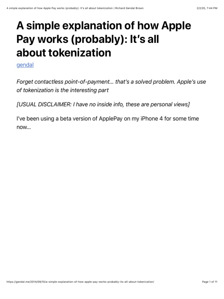 A Simple Explanation of How Apple Pay Works (Probably) It's All About ...