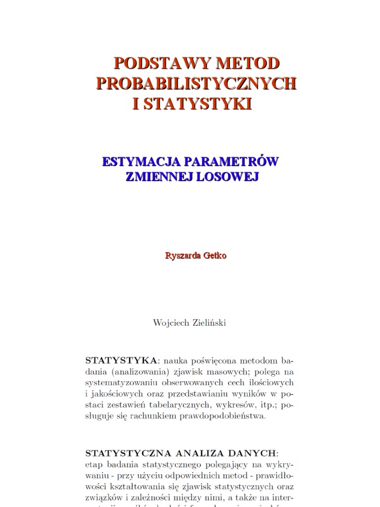 Estymacja Parametrów | PDF Estymacja Parametrów | PDF