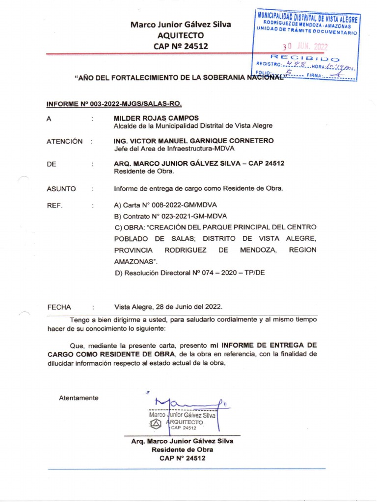 Informe Entrega de Cargo | PDF