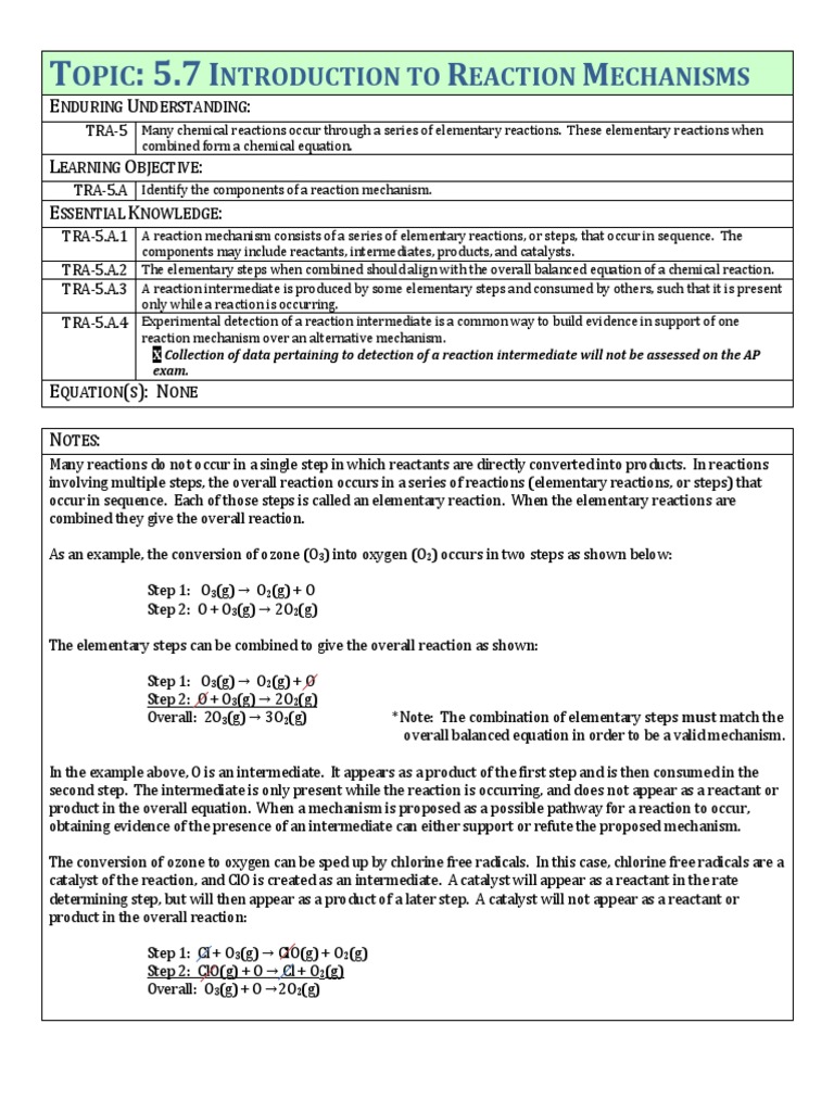 Reaction Mechanisms Overview | PDF | Chemical Reactions | Catalysis