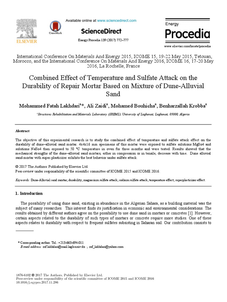 Lakhdari Combined Effect of Temperature and Sulfate Attack | PDF | Cement | Materials