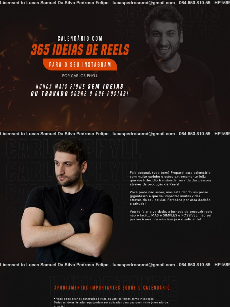 Calend Rio 365 Ideias de Reels | PDF