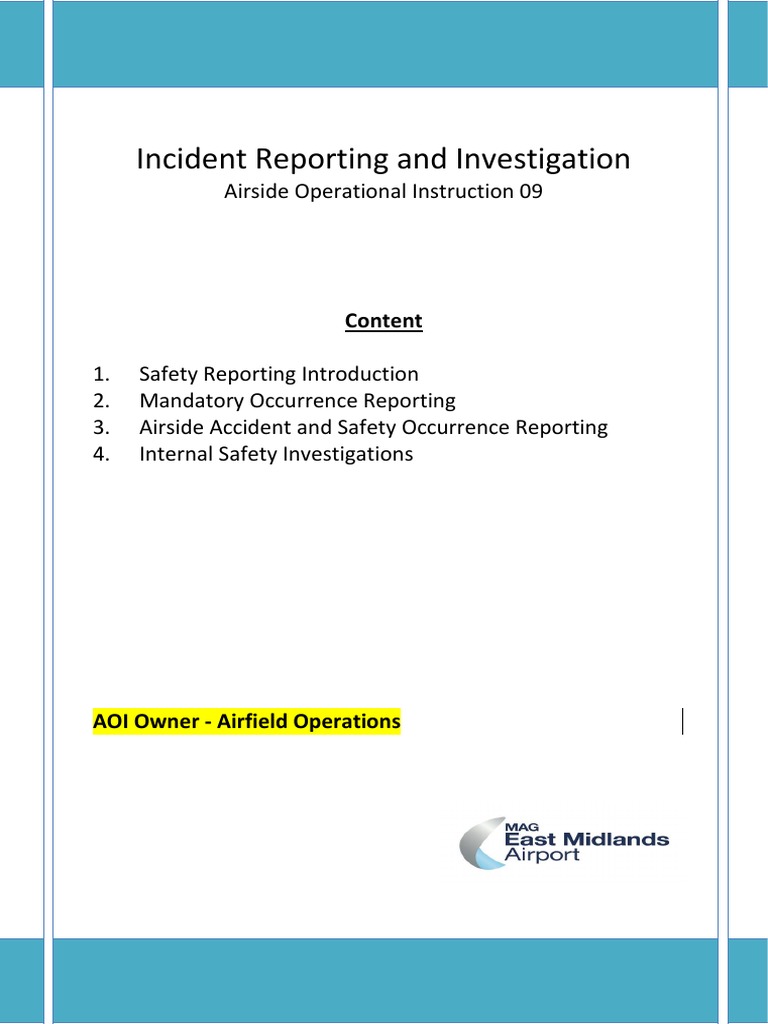 Aoi 9 - Incident Reporting and Investigation v2-1 | PDF | Airport | Safety