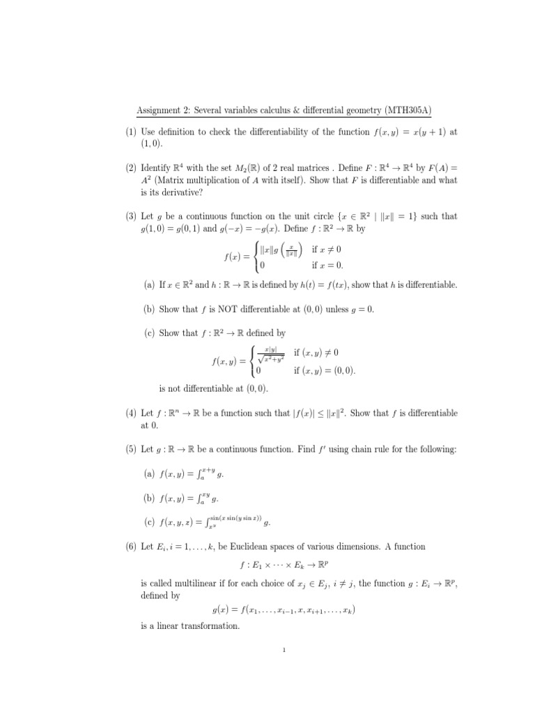 Assignment 2 | PDF | Derivative | Function (Mathematics)