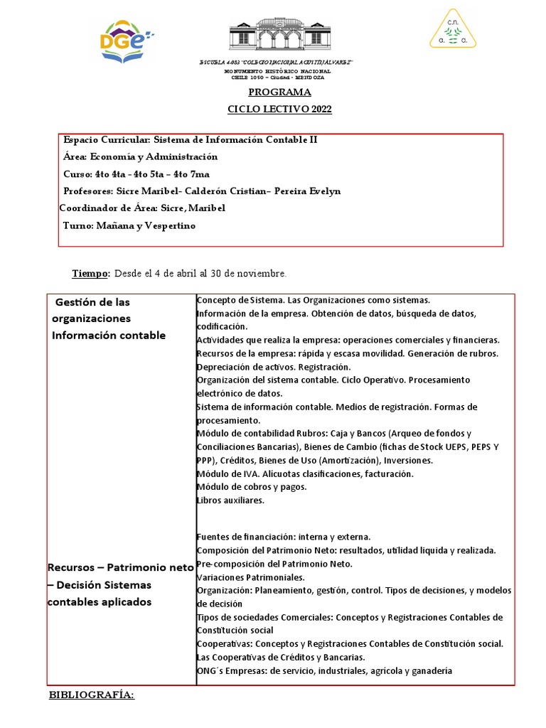 Programa SIC II 2022 | PDF | Contabilidad | Economía Financiera