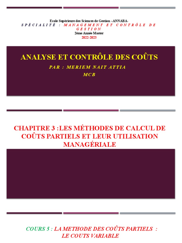 Cours 5 | PDF | Coût | Économie
