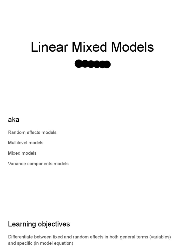 Understanding Linear Mixed Models | PDF | Variance | Dependent And ...