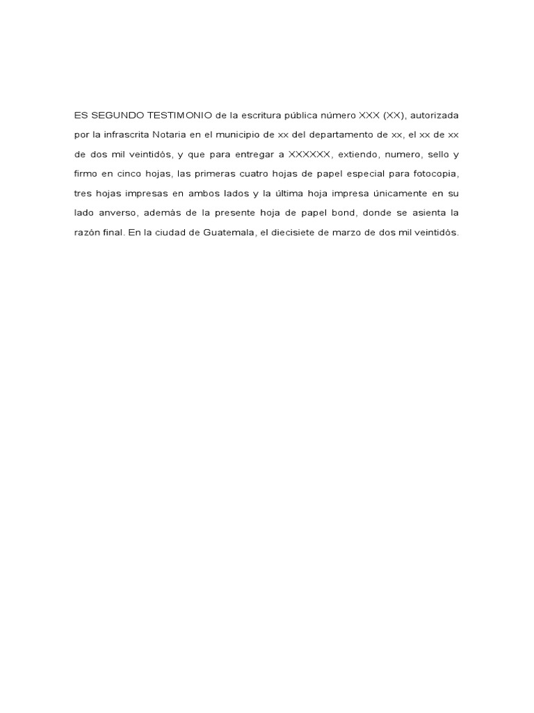 Testimonio de Escritura Matriz | PDF