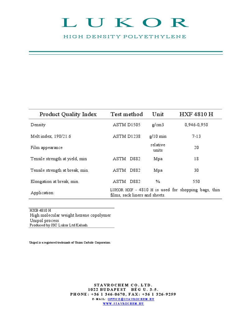 Stavrochem Luxor HXF 4810H | PDF