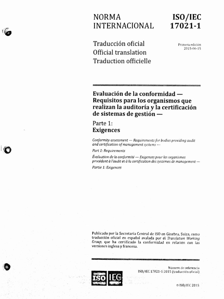 ISO IEC 17021-1 Requisitos para Organismos Certificadores - Jan 24 2017 ...