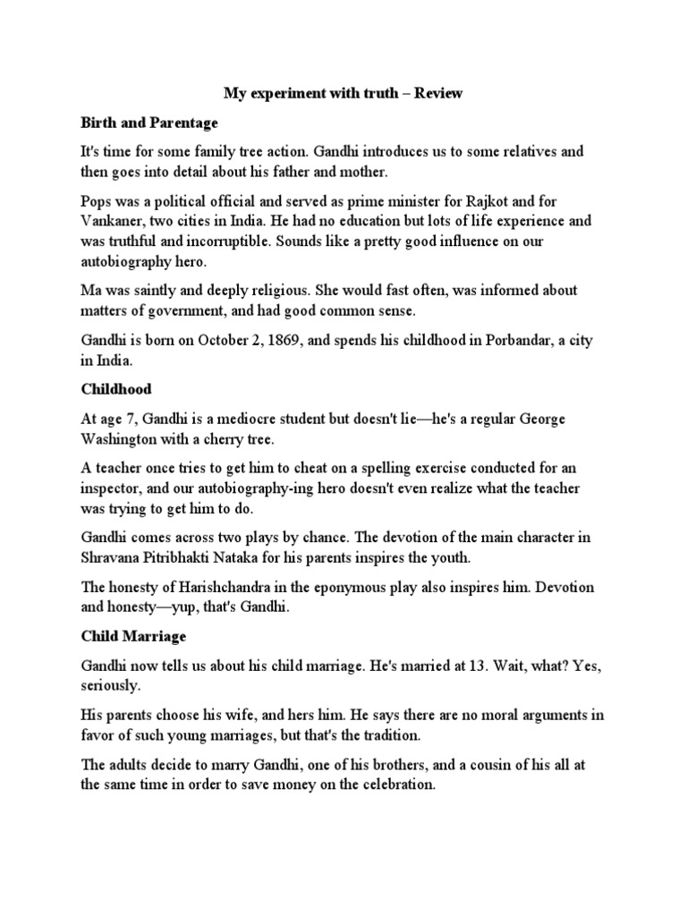 My Experiment With Truth | PDF