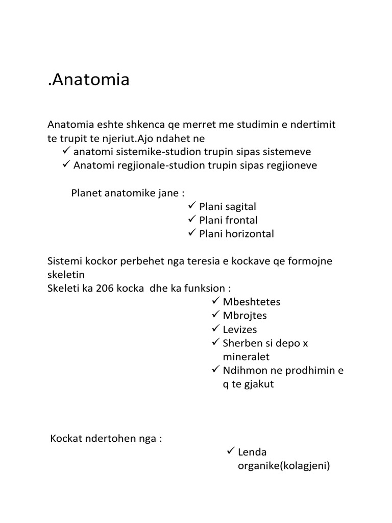 Anatomia Test 1 Pdf