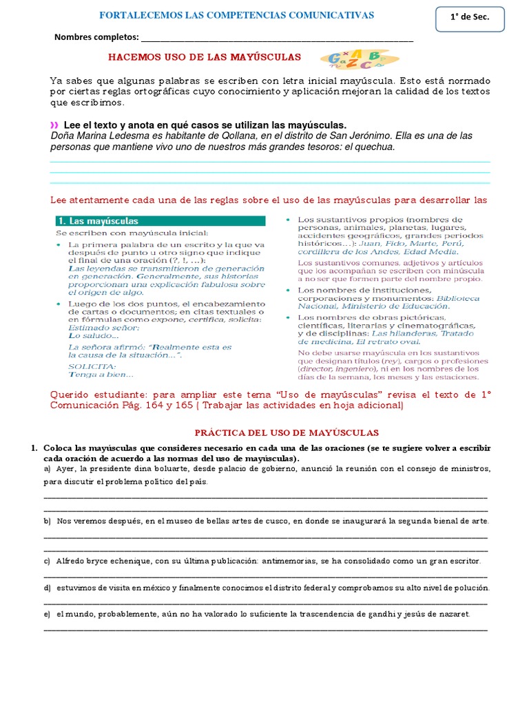 Reglas del uso de mayúsculas en textos | PDF | Estudios de idiomas ...