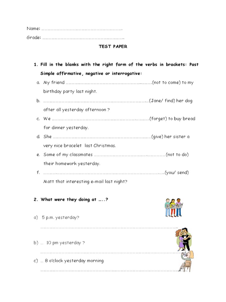 Test 7 Past Simple Past Continuous | PDF