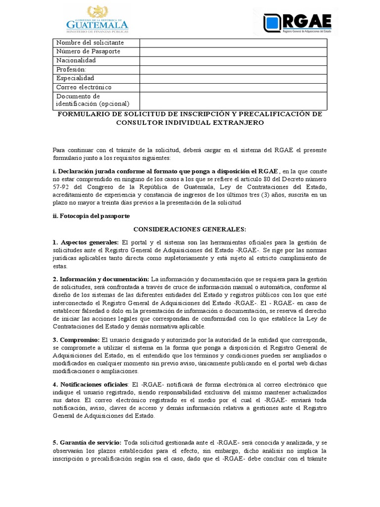 Formulario de Inscripción RGAE | PDF | Estado (política) | Información